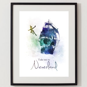 Peter Pan Quote ART PRINT Neverland, Jolly Roger, Nursery, Gift, Wall ...