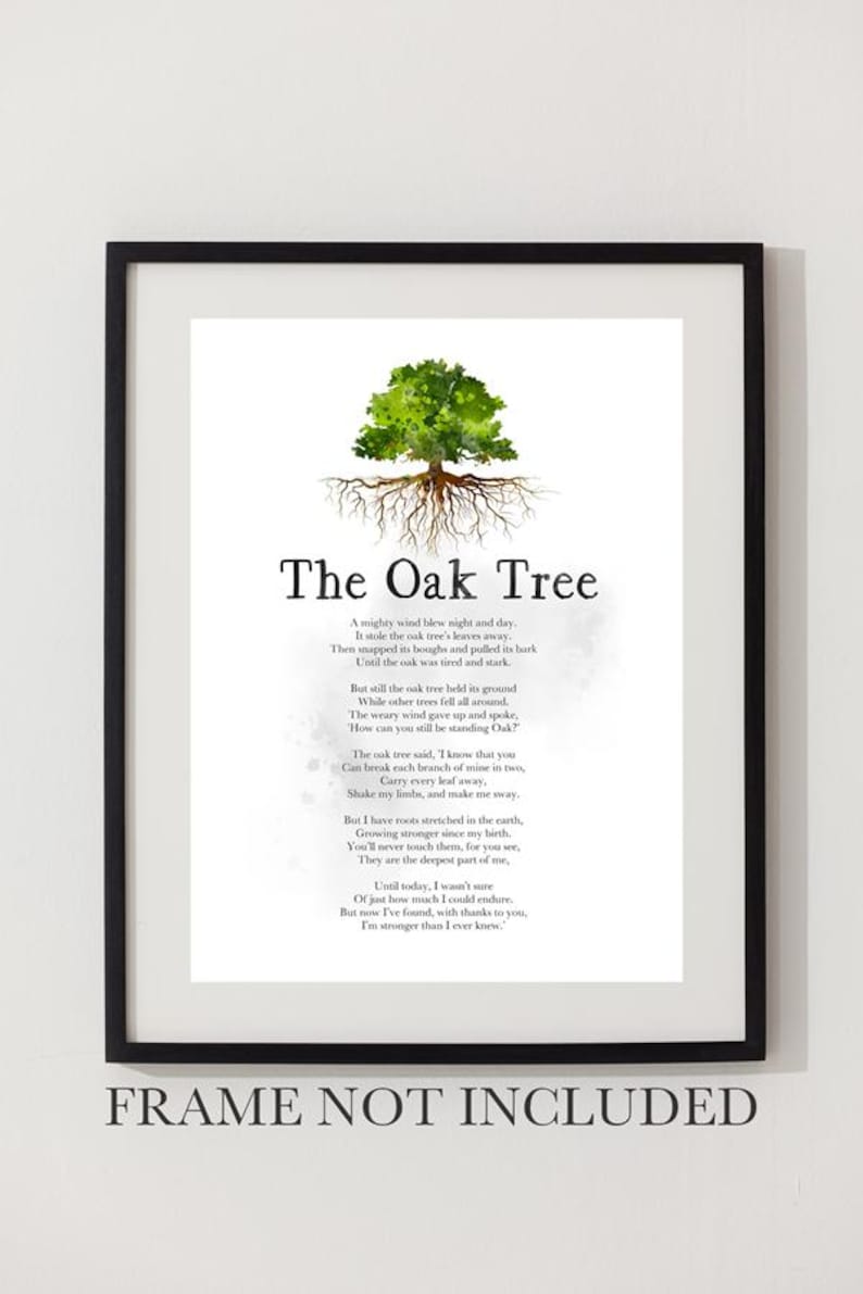 The Oak Tree Poem About Life ART PRINT Mighty Oak Tree, Inspirational ...