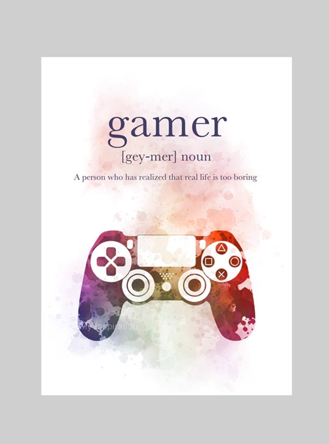 Gamer Definition Quote ART PRINT Gaming, Video Gamer, Gift, Wall Art ...