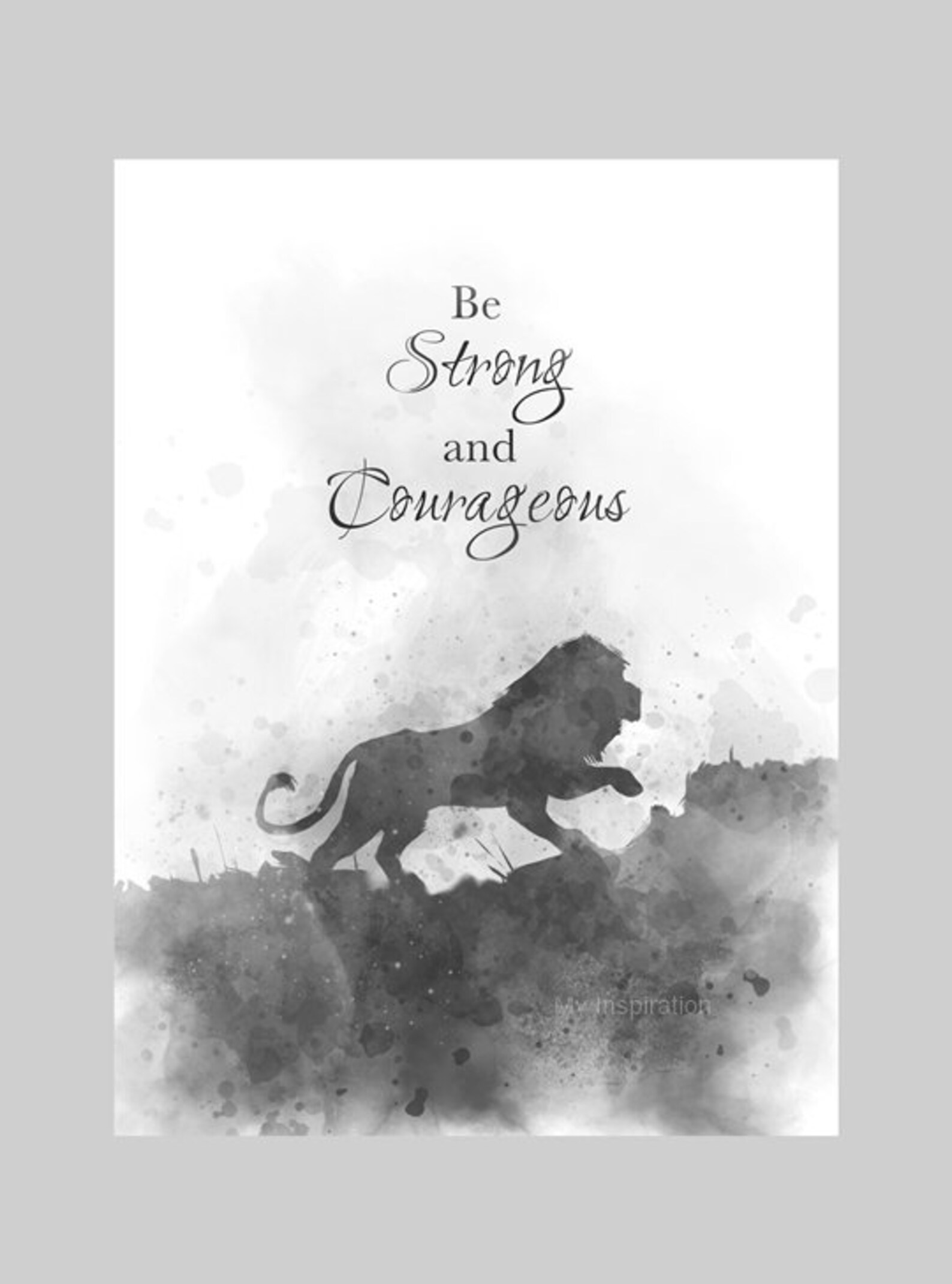 Be Strong and Courageous Quote ART PRINT Lion Animal - Etsy