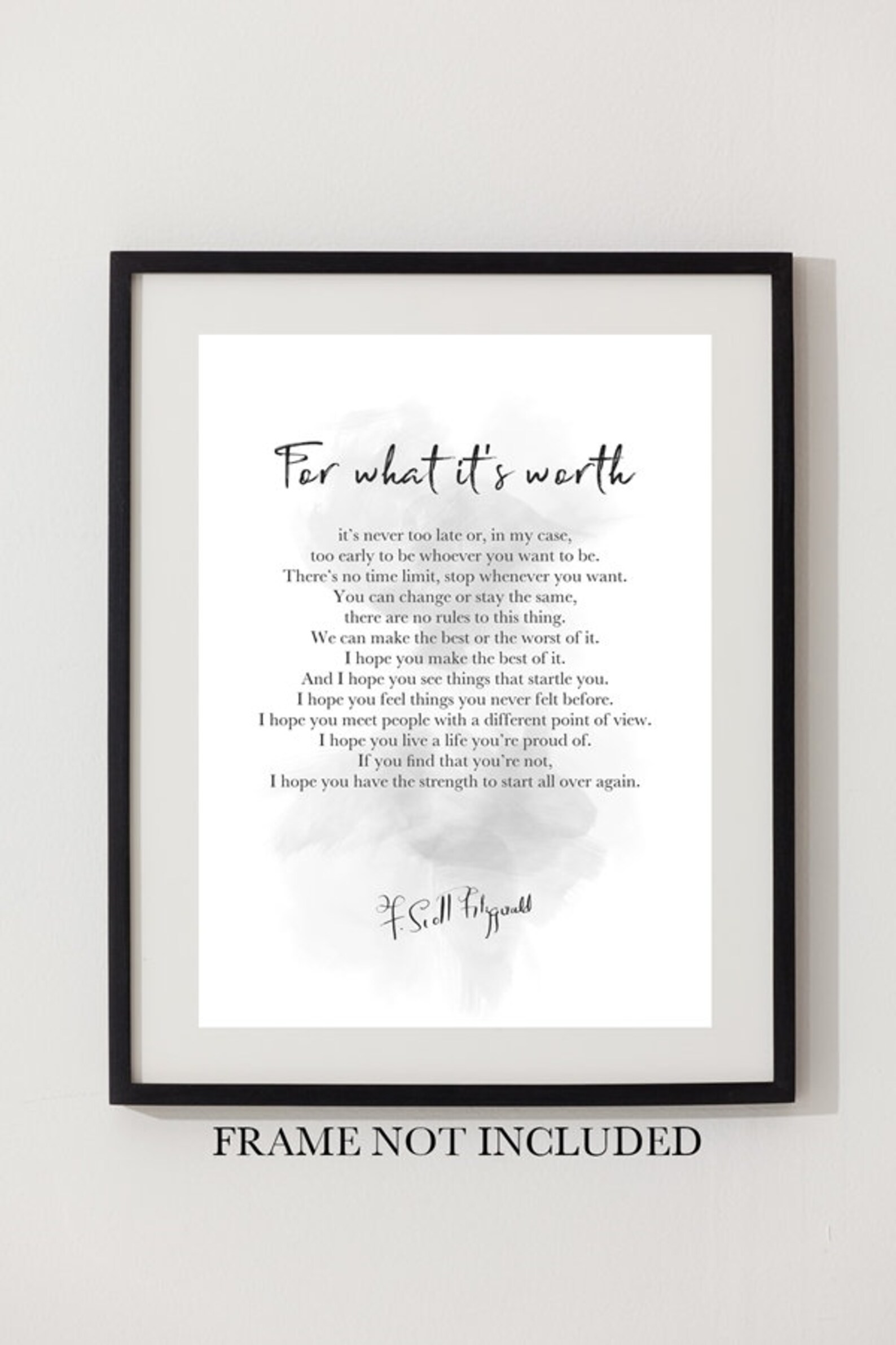 For What It's Worth, F. Scott Fitzgerald Poem ART PRINT Poetry ...