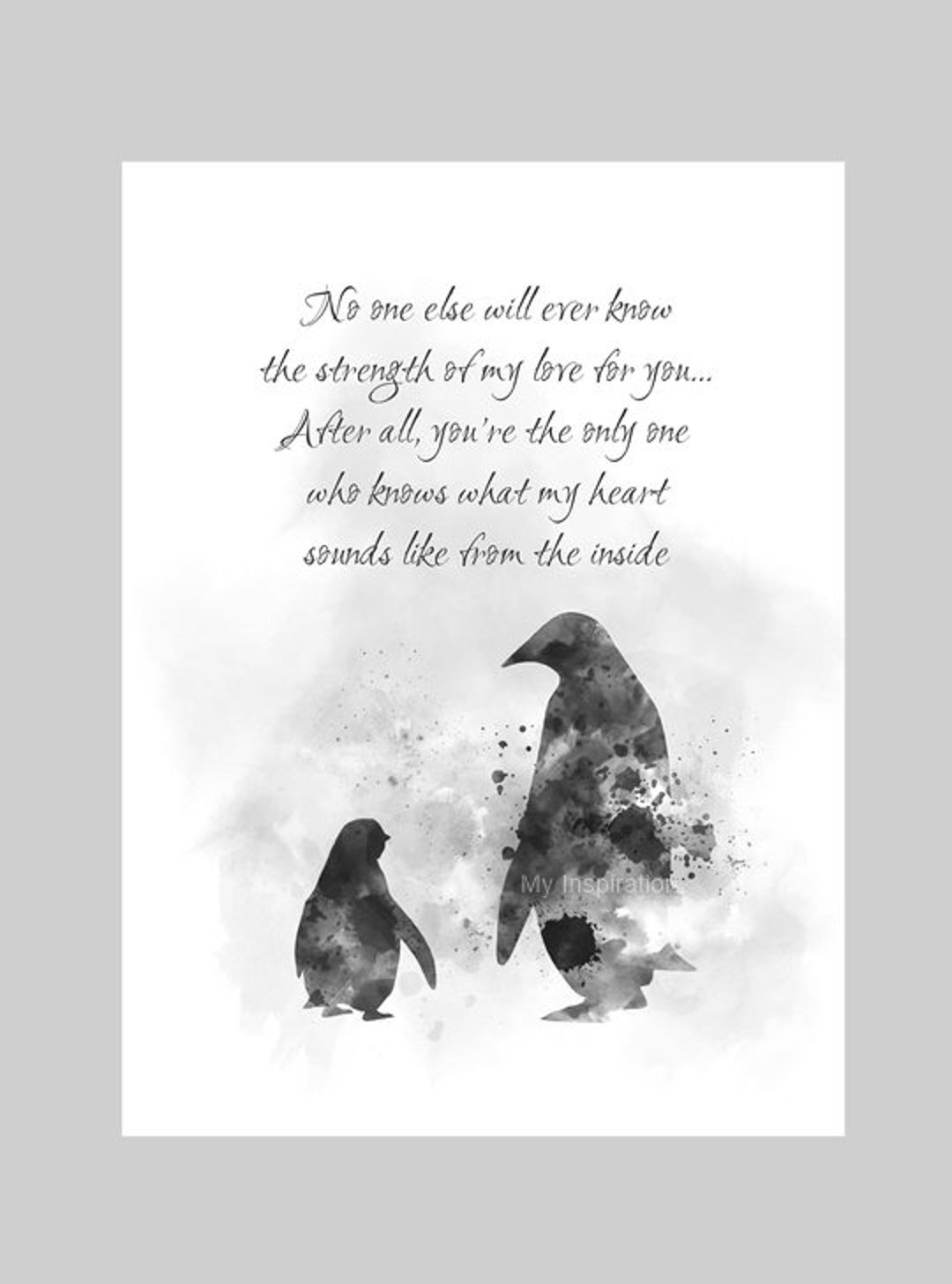 Penguin Mother and Baby Quote ART PRINT No One Else Will Ever Know the ...