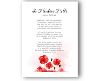 John Mccrae in Flanders Fields Poem Art Print - Etsy
