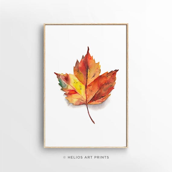 Maple Leaf Watercolor Wall Art. Fall Leaf Watercolour Print. | Etsy