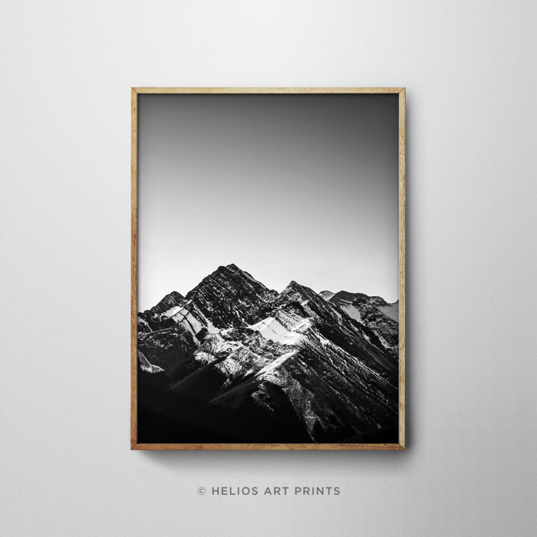 Black and White Snowy Mountain Landscape, Snow Capped Mountain Range ...