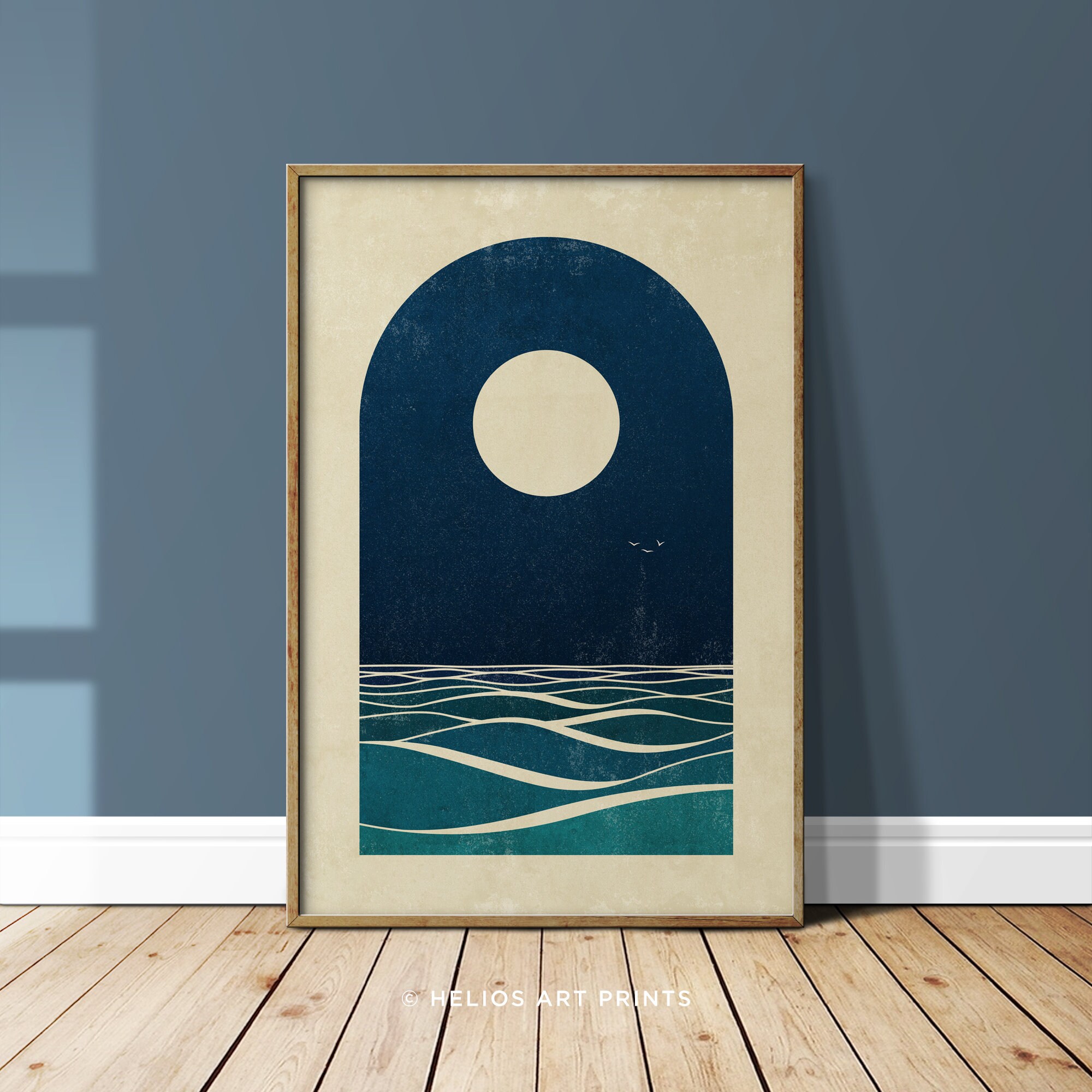 Full Moon Boho Ocean Printable Abstract Midcentury Wall Art - Etsy