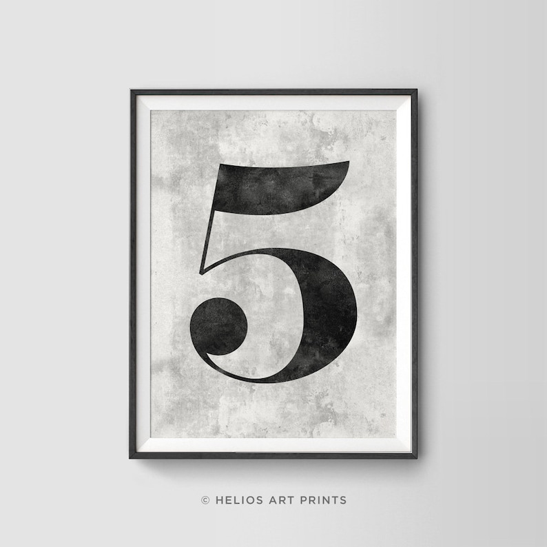 Elegant Number Five Print. Distressed 5 Classic Typeface - Etsy UK
