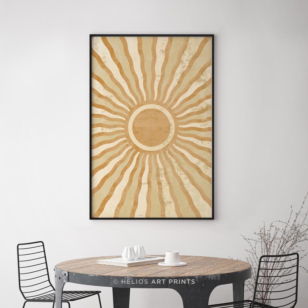 Abstract Sunburst Print Ivory Cream Beige Mid Century Modern | Etsy