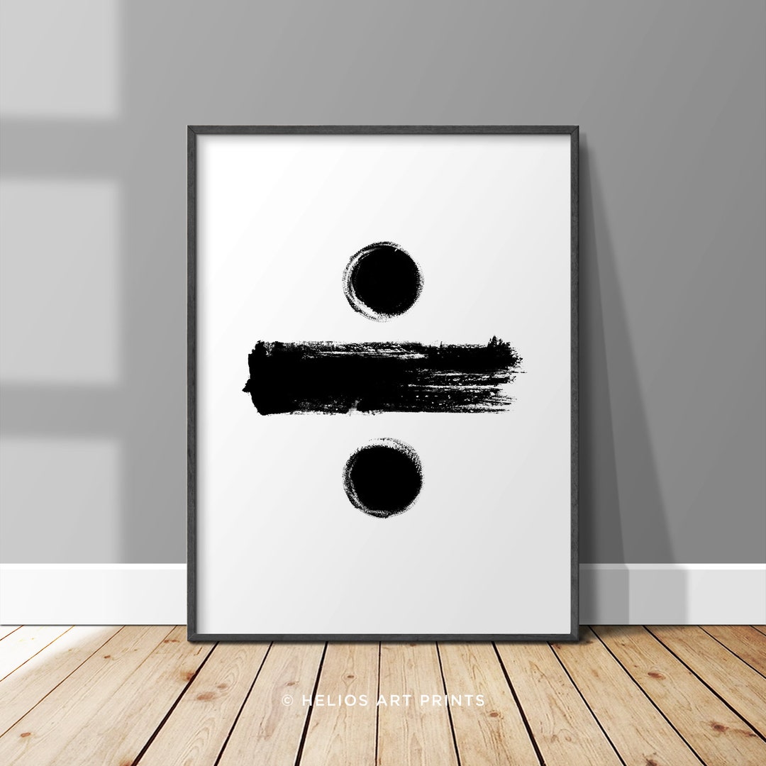 Divide - Division Symbol Minimalist Brushstroke Print. Modern White ...