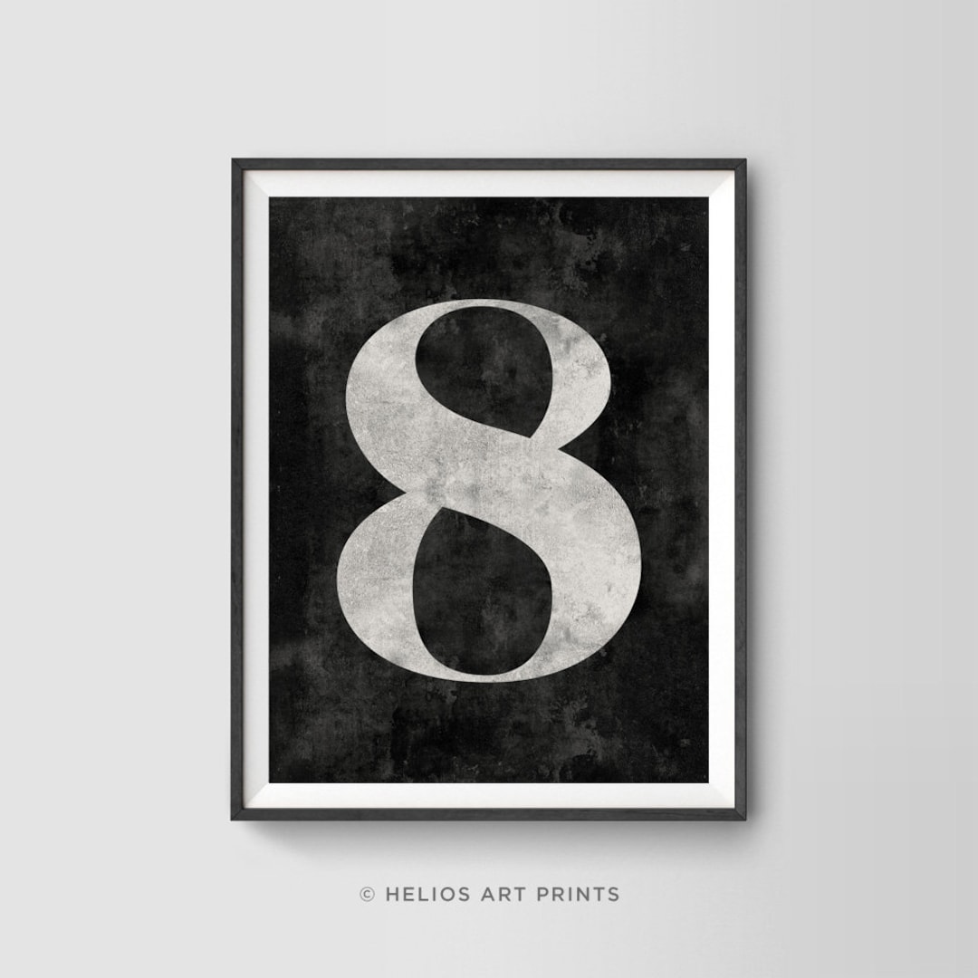 Number Eight Distressed Classic Typeface Numeral Character Scandinavian ...