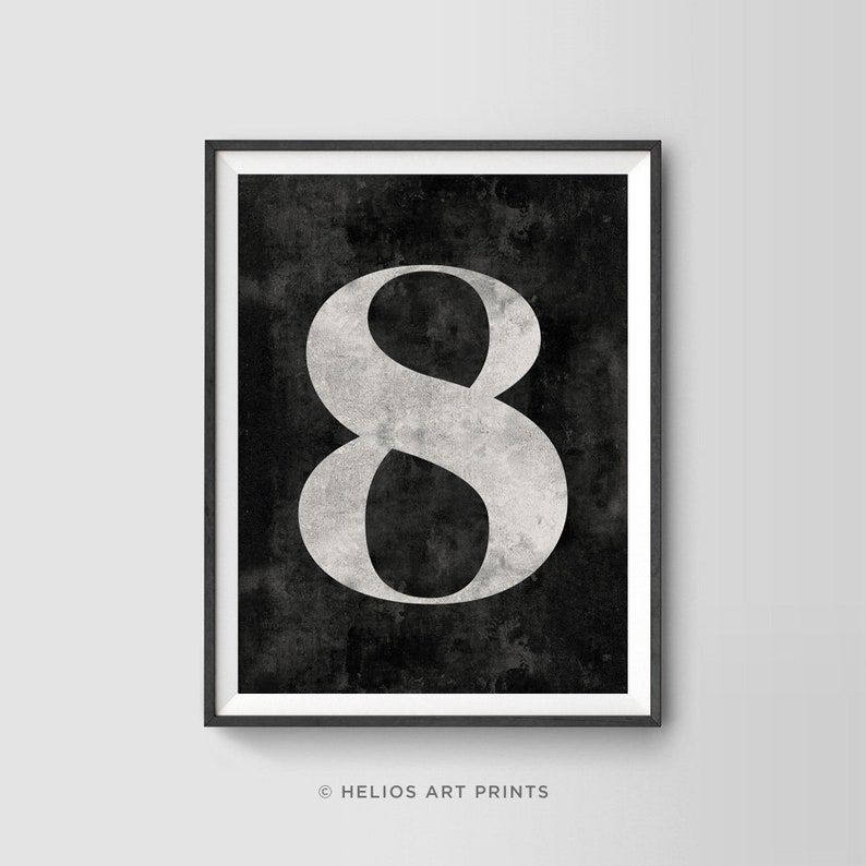 Number Eight Distressed Classic Typeface Numeral Character | Etsy