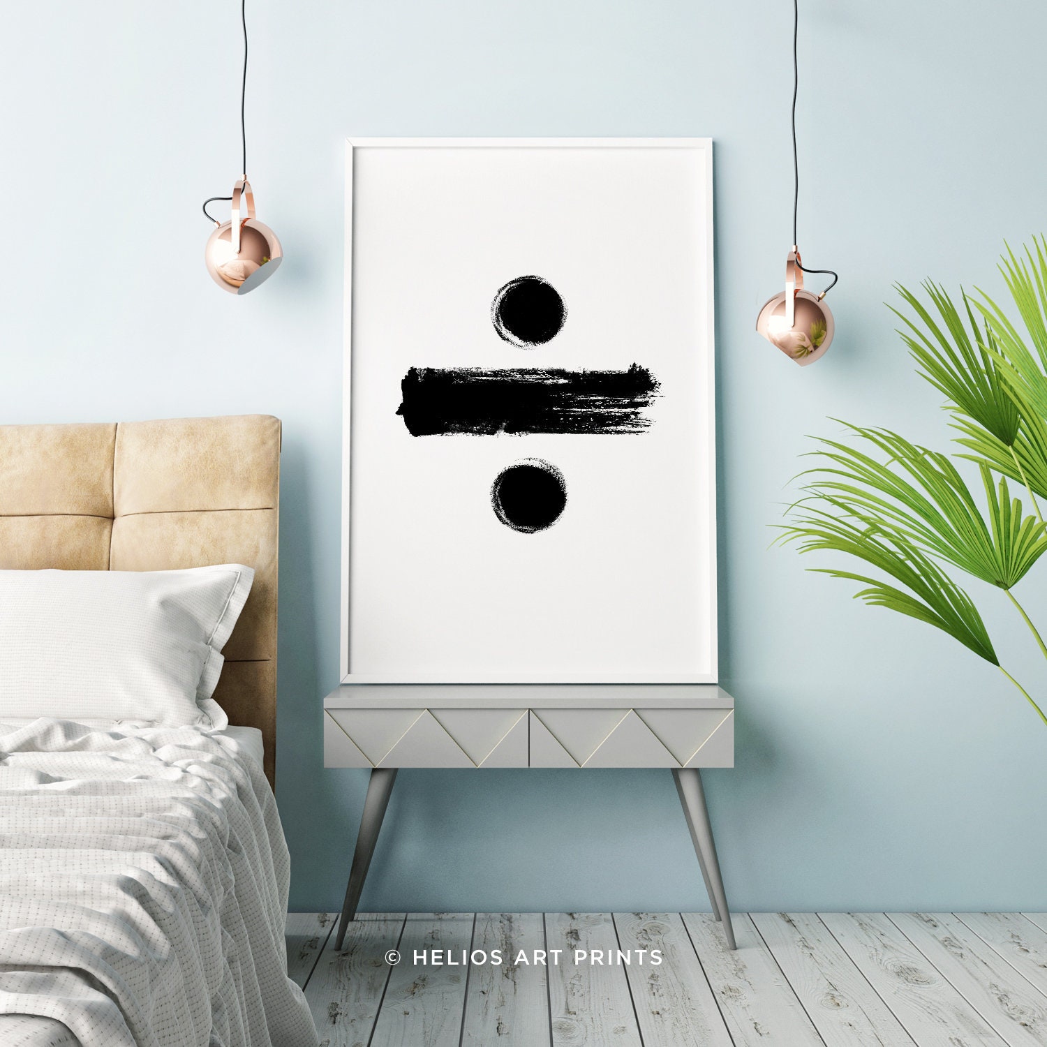 Divide - Division Symbol Minimalist Brushstroke Print. Modern White ...
