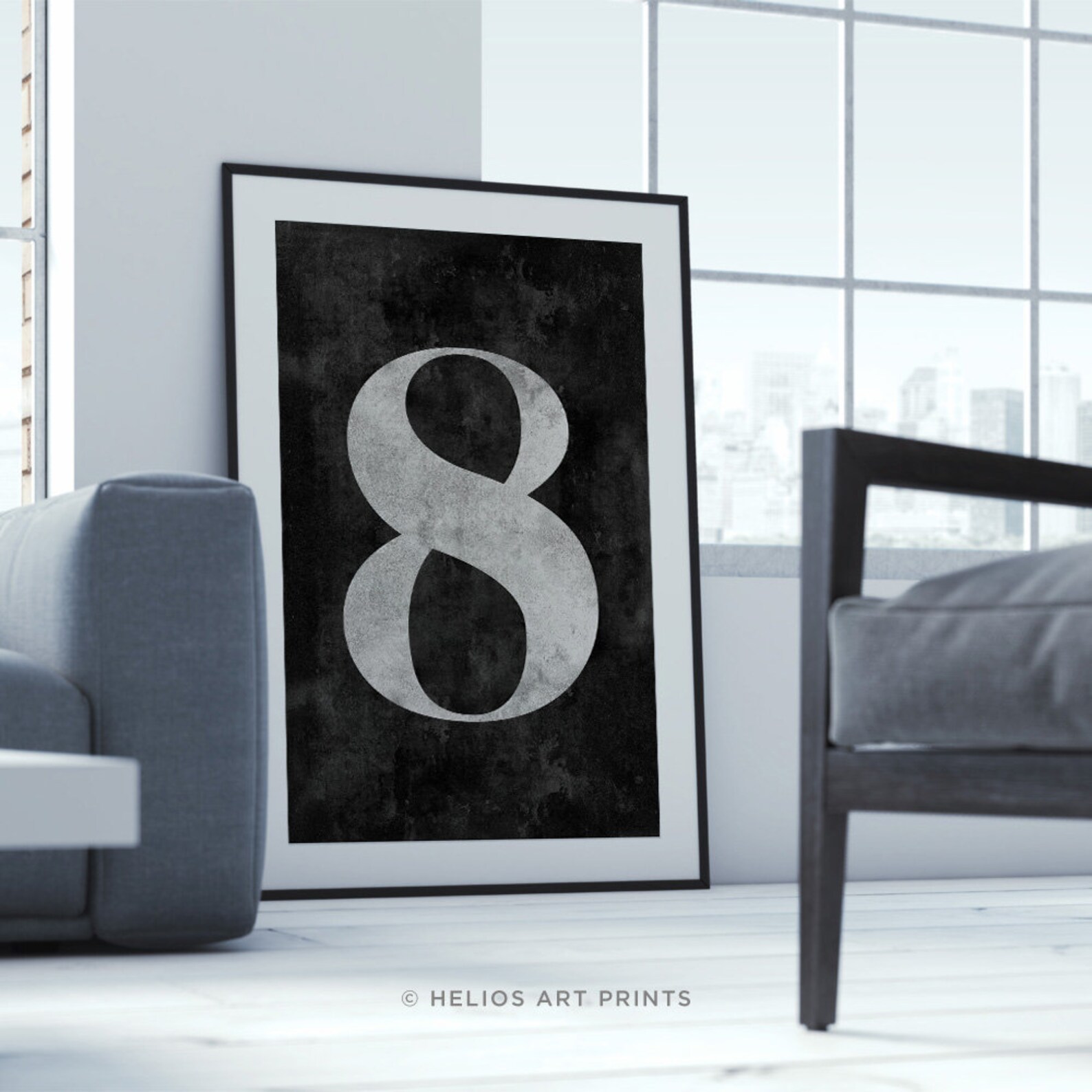 Number Eight Distressed Classic Typeface Numeral Character - Etsy