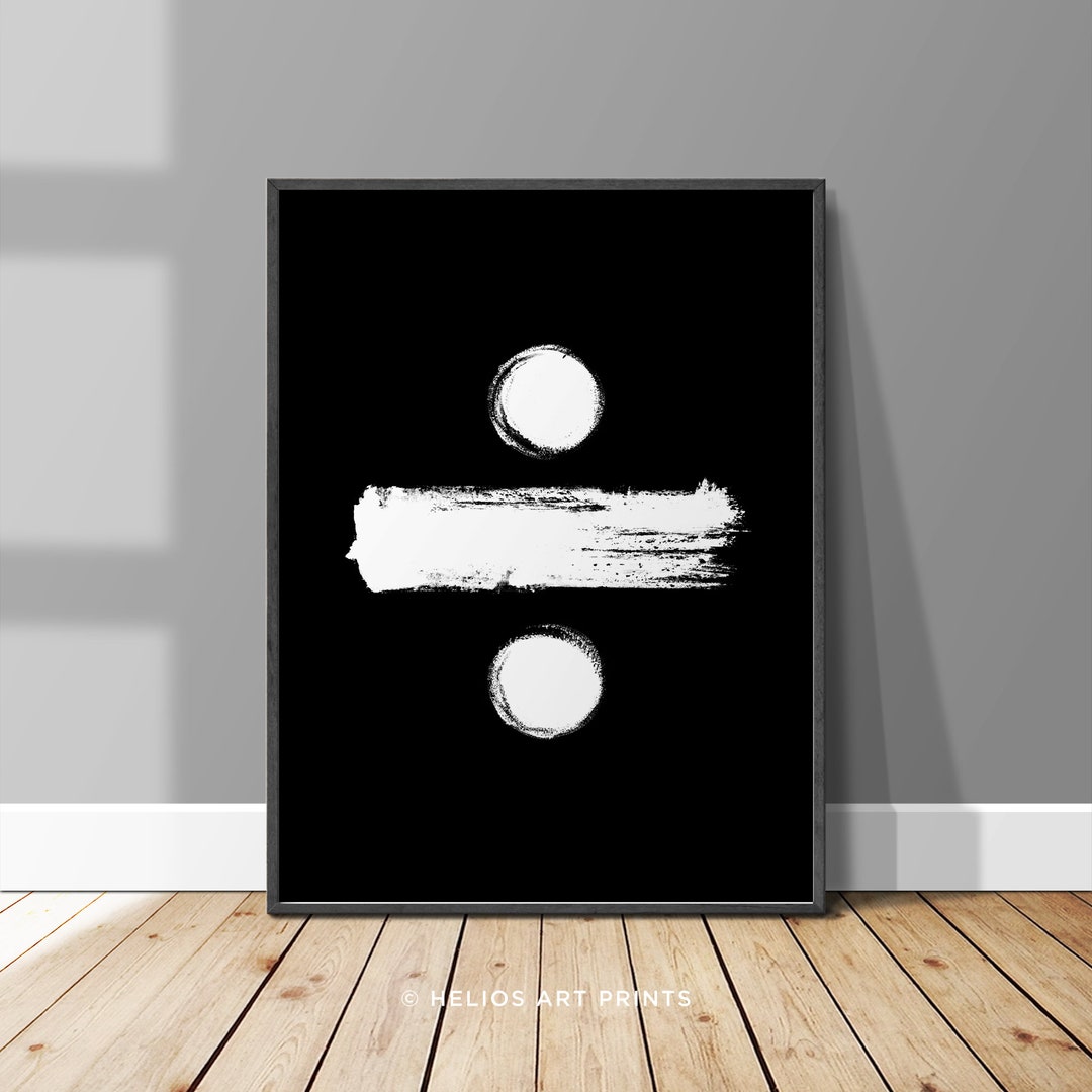Divide - Division Symbol Minimalist Brushstroke Print. Modern White ...