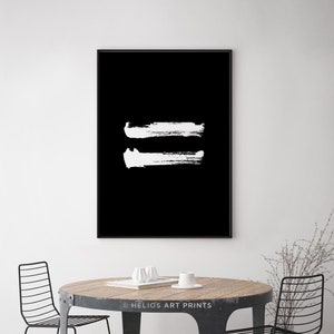 Equal Sign Minimalist Brushstroke Art Print. Modern Art White Brush ...