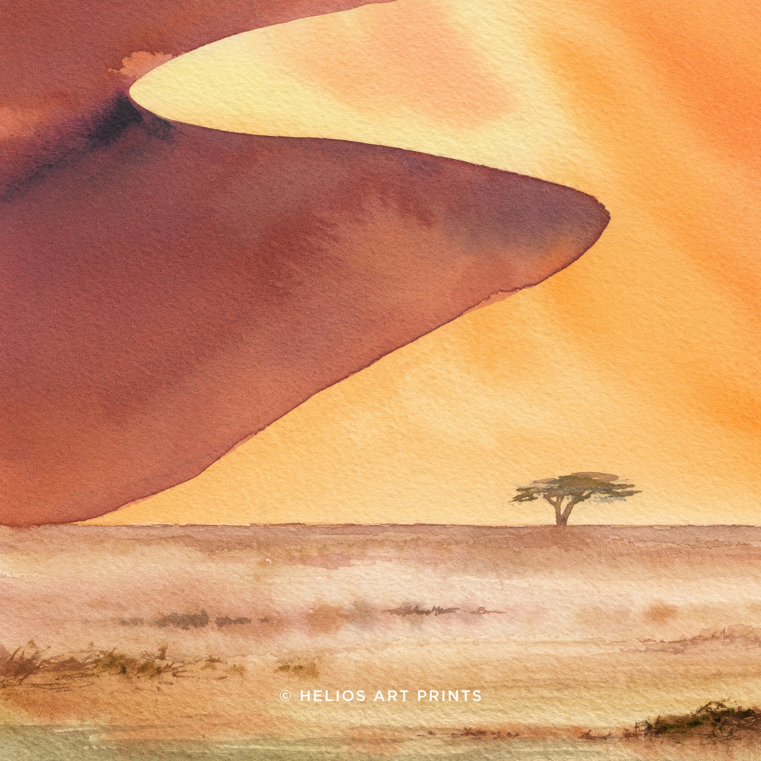 Desert Sand Dune. Printable Watercolor Art Red Rust Orange - Etsy