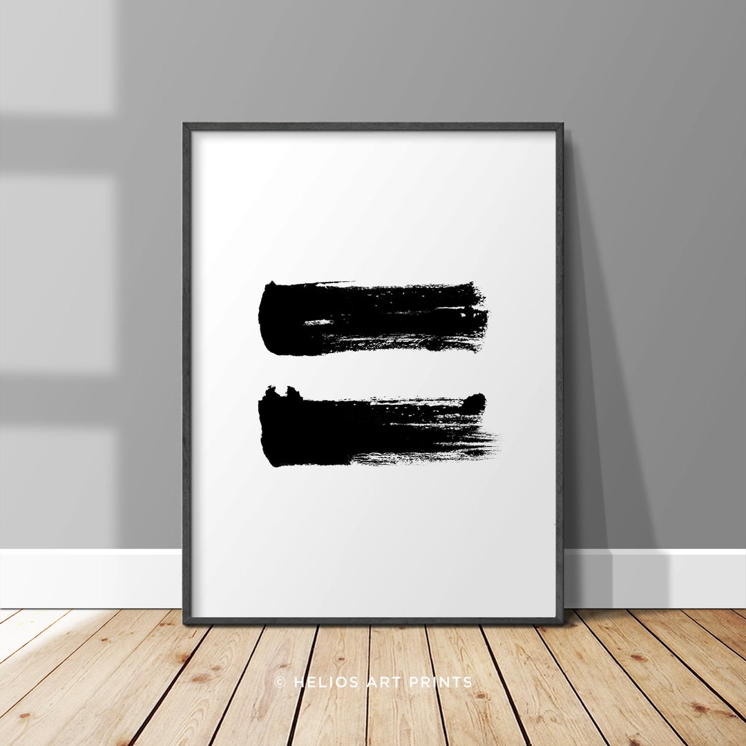 Equals - Equality Symbol Minimalist Brushstroke Print. Modern Black ...