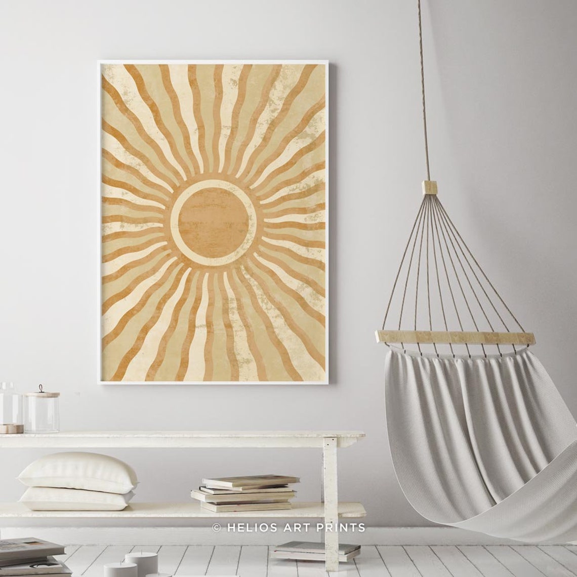 Abstract Sunburst Print Ivory Cream Beige Mid Century Modern | Etsy