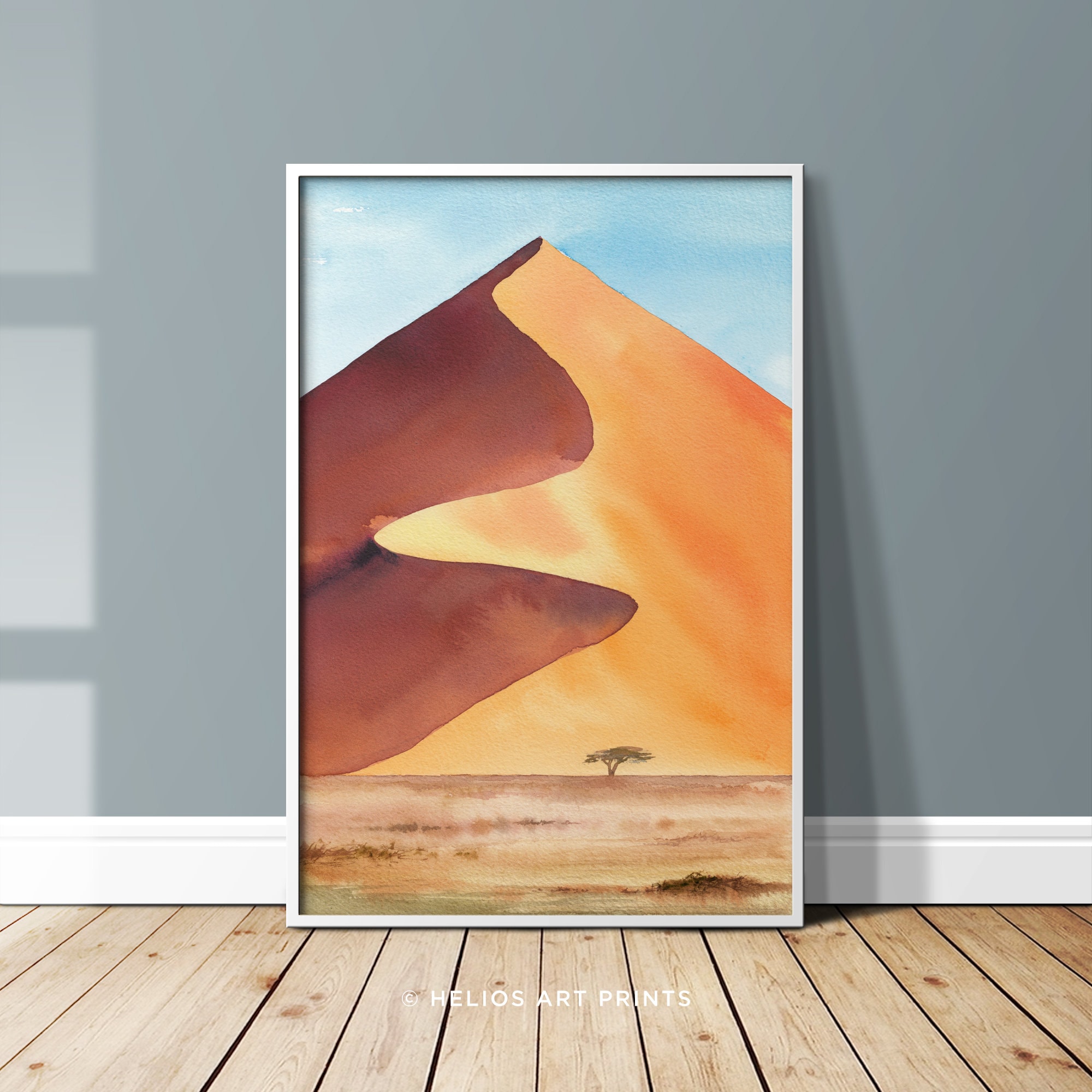 Desert Sand Dune. Printable Watercolor Art Red Rust Orange - Etsy