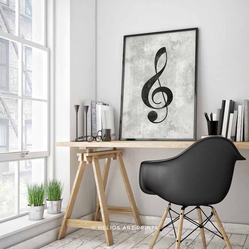 Elegant G Clef Print. Musical G Clef Distressed Classic | Etsy