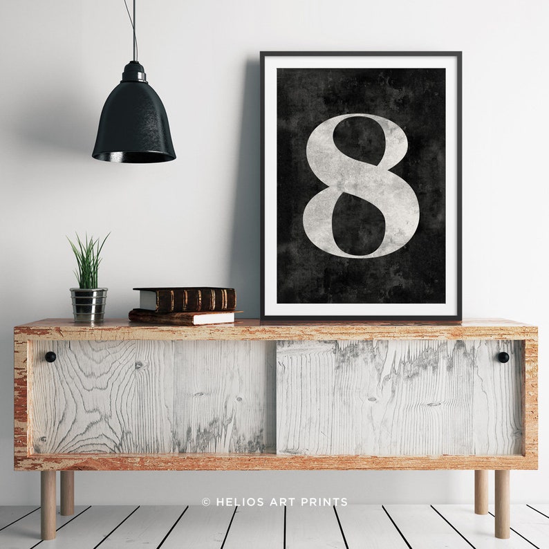 Number Eight Distressed Classic Typeface Numeral Character | Etsy