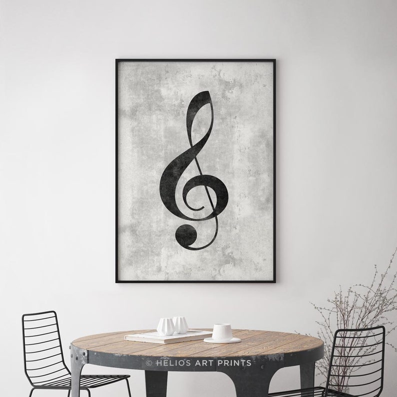 Elegant G Clef Print. Musical G Clef Distressed Classic | Etsy