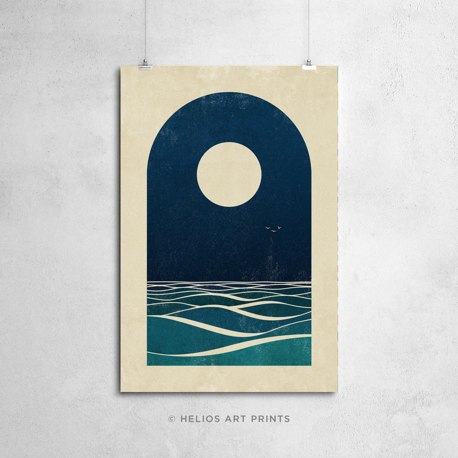 Full Moon Boho Ocean Printable Abstract Midcentury Wall Art - Etsy