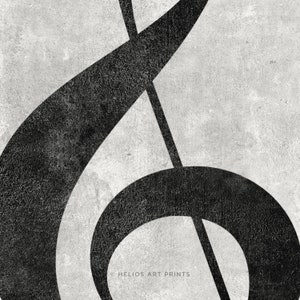 Elegant G Clef Print. Musical G Clef Distressed Classic Typeface ...