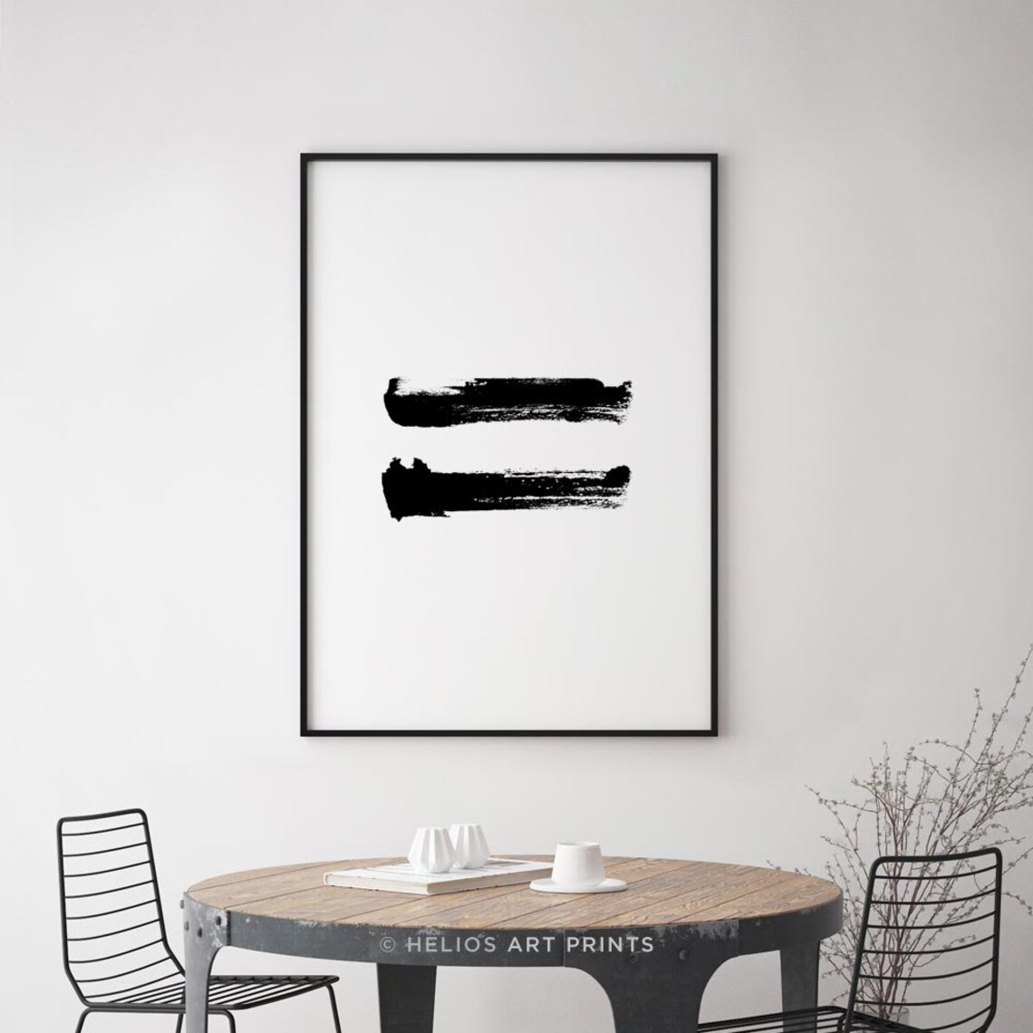 Equal Sign Minimalist Brushstroke Art Print. Modern Art Black Brush ...