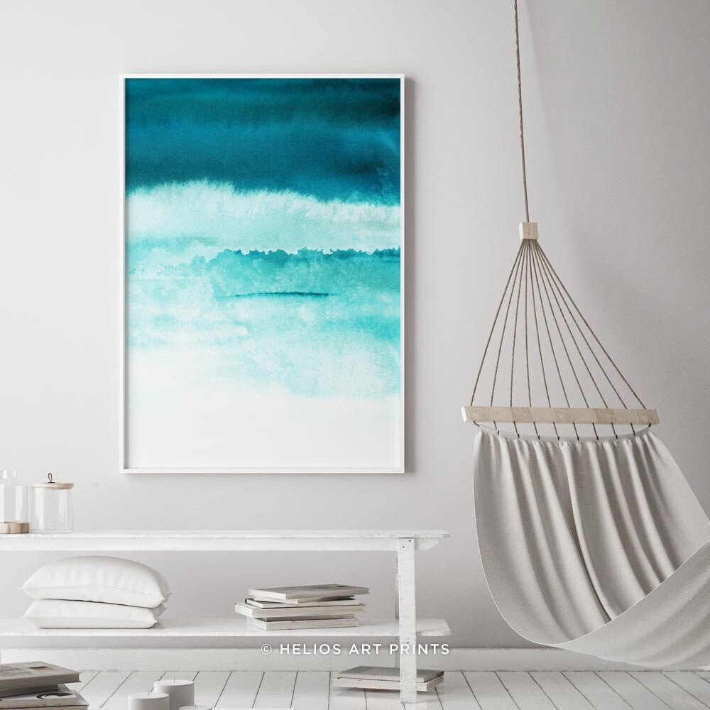 Bright Blue Impressionist Cloudy Sky Watercolour Art Print. - Etsy