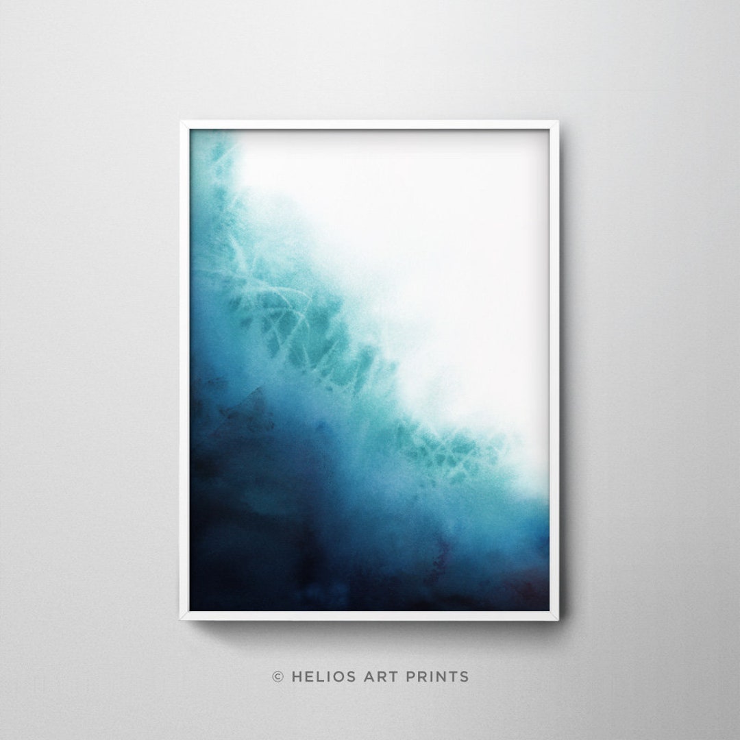 Modern Abstract Organic Blue and Black Watercolour Art Print ...