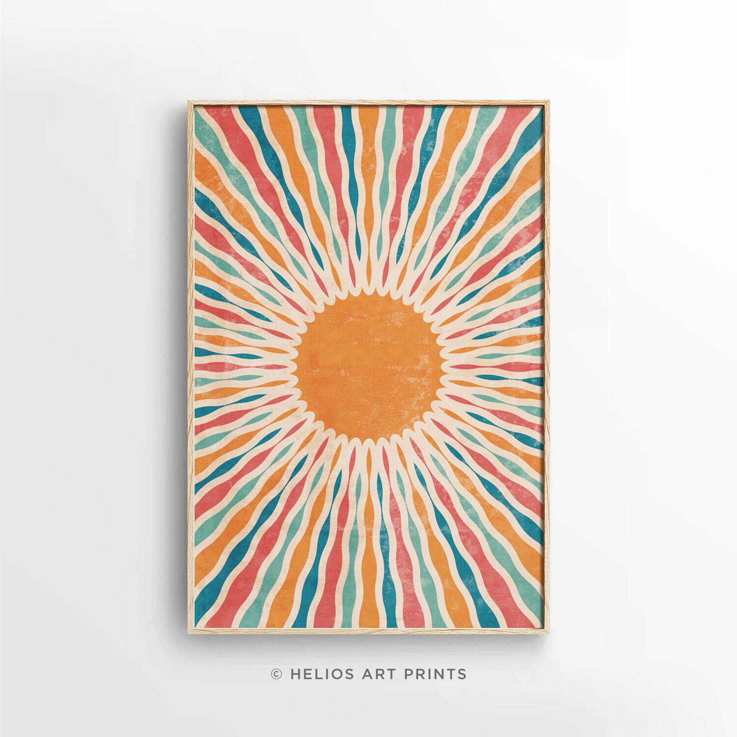 Abstract Retro Sun Print Mid Century Sunburst Retro Modern | Etsy UK