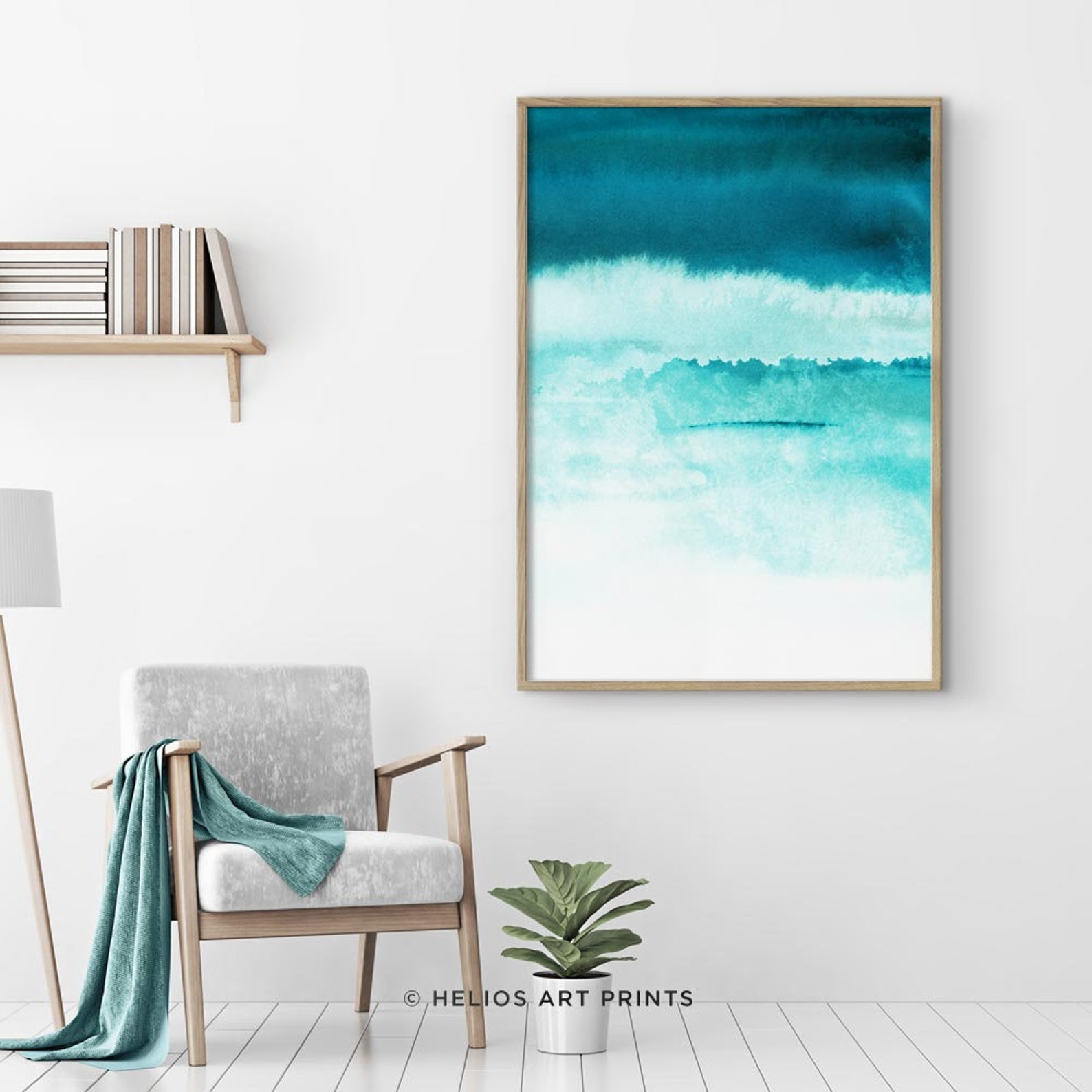 Bright Blue Impressionist Cloudy Sky Watercolour Art Print. | Etsy