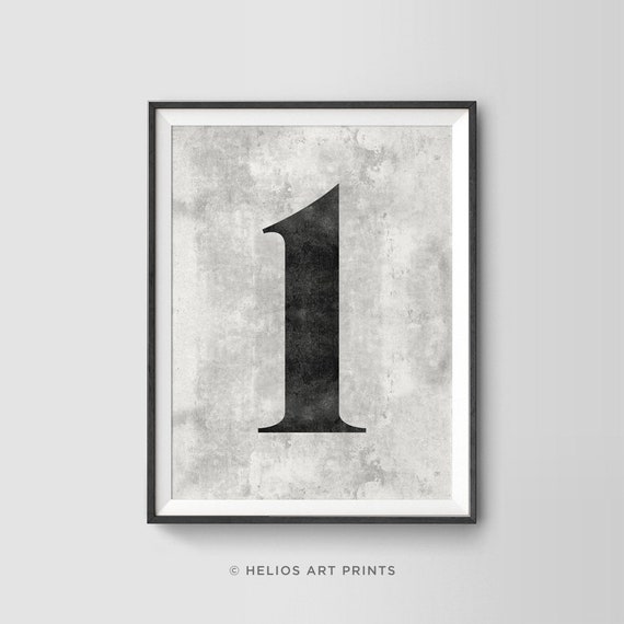 Elegant Number One Print. Distressed One Classic Typeface | Etsy