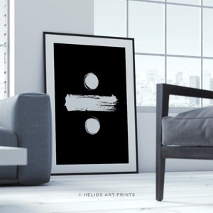 Divide - Division Symbol Minimalist Brushstroke Print. Modern White ...