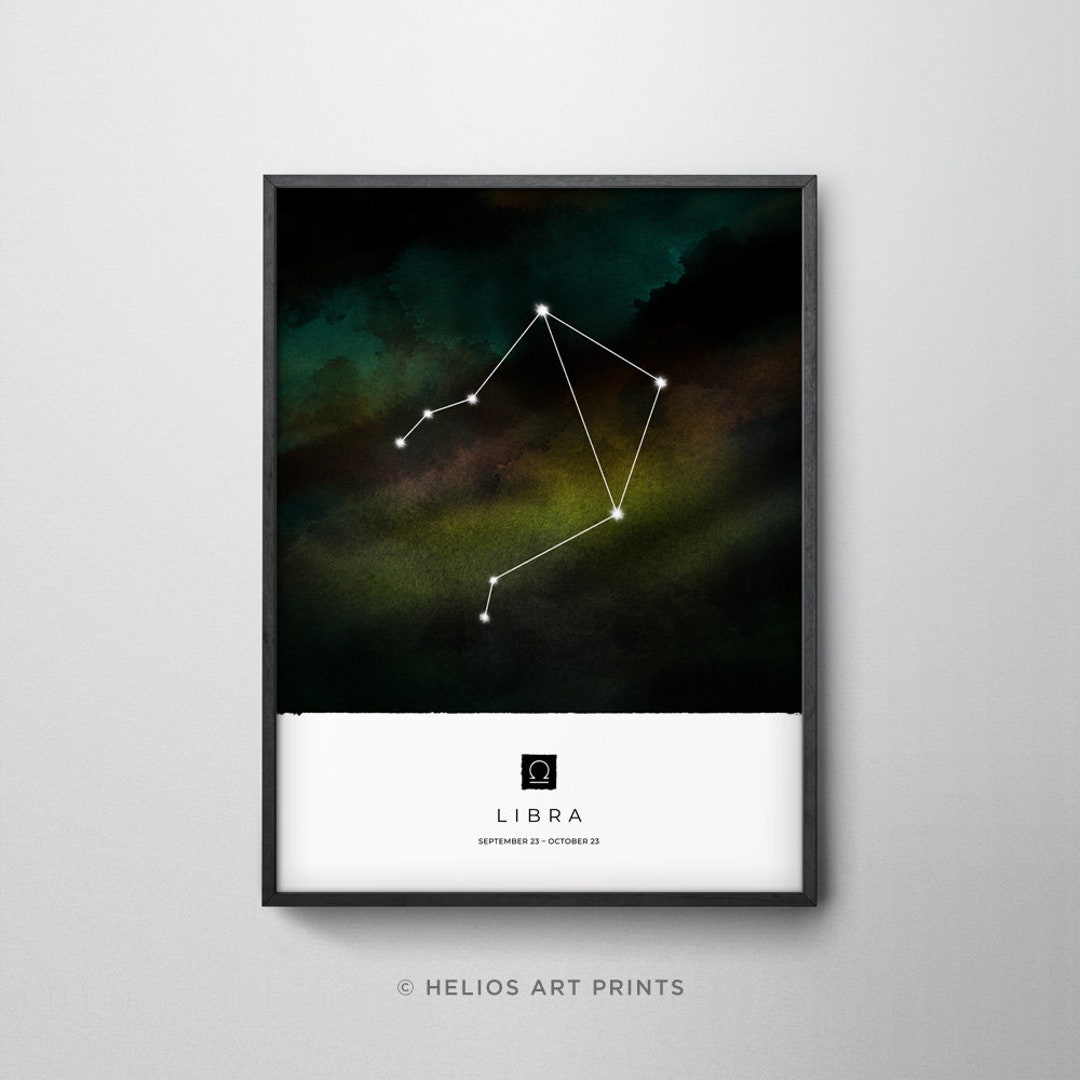 Libra Constellation Art Print, Star Sign Printable Wall Art, Horoscope ...