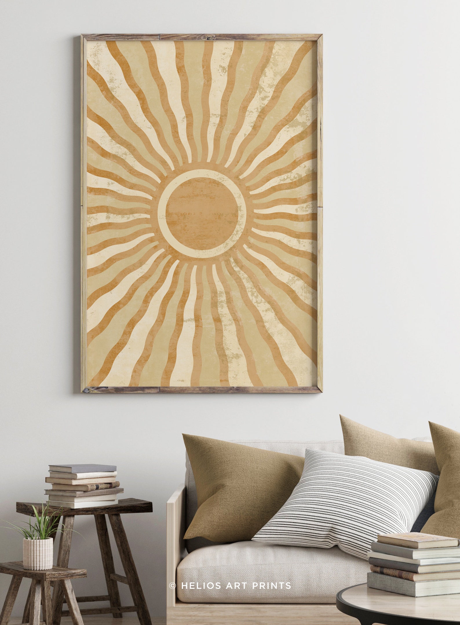 Abstract Sunburst Print Ivory Cream Beige Mid Century Modern | Etsy