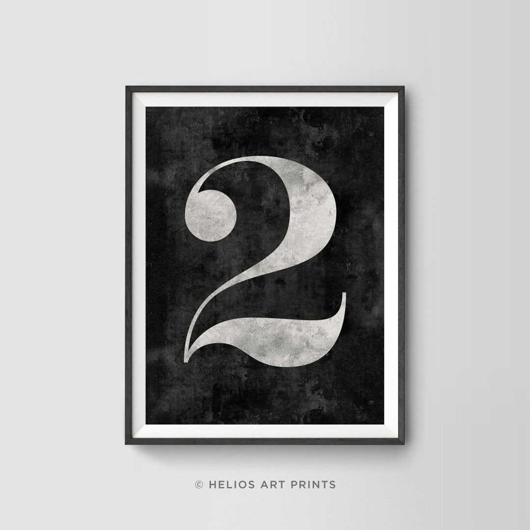 Classic Number Two Print. Distressed 2 Classic Typeface Number ...