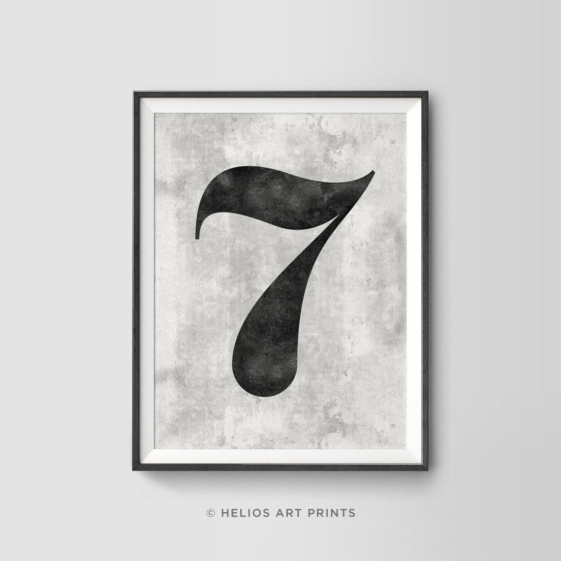 Elegant Number Seven Print. Distressed 7 Classic Typeface | Etsy