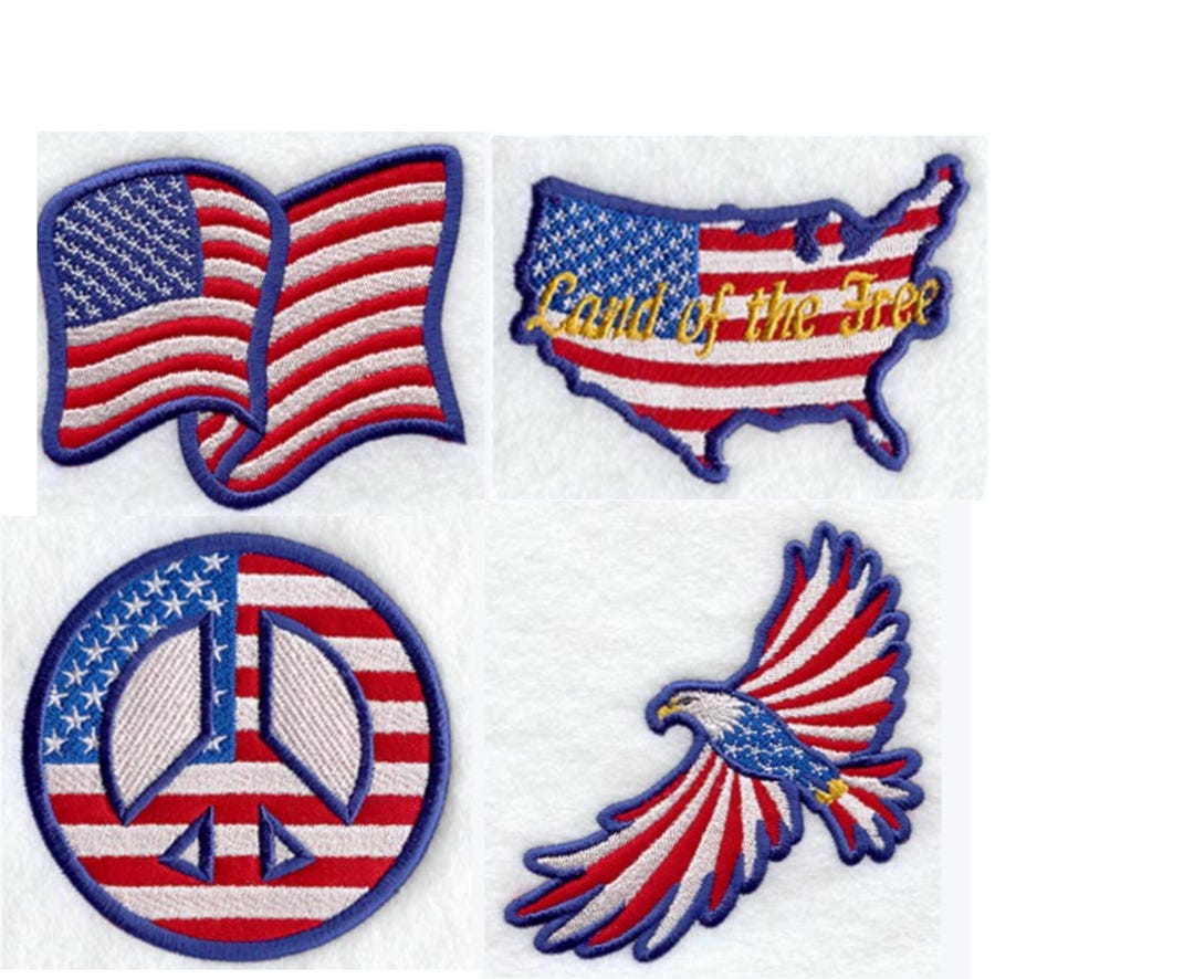 USA American Patches , Iron on , Velcro, Flag, Eagle , Peace Sign, Road ...