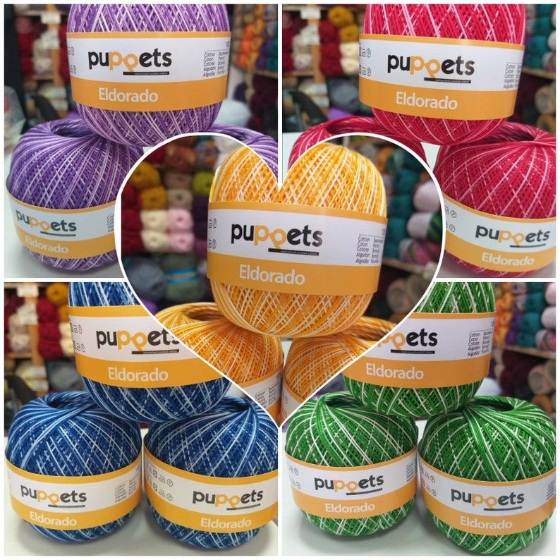 Crochet Multicolor Thread , Puppets Eldorado N.10 Thread, Mercerized ...