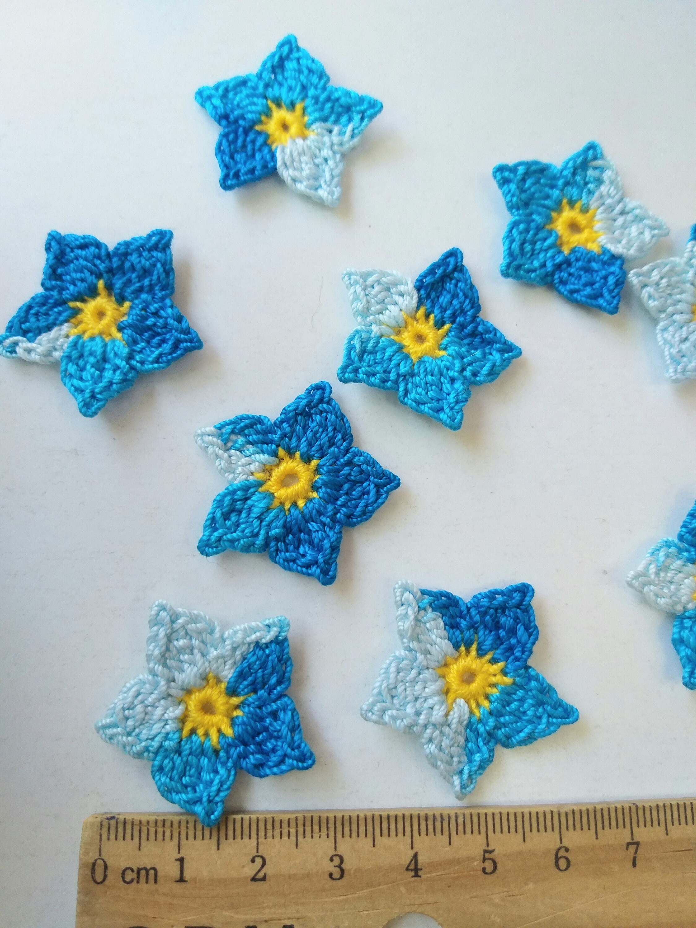 Forget Me Not Applique , 9 Crochet Forget Me Not Flowers , Cardmaking ...