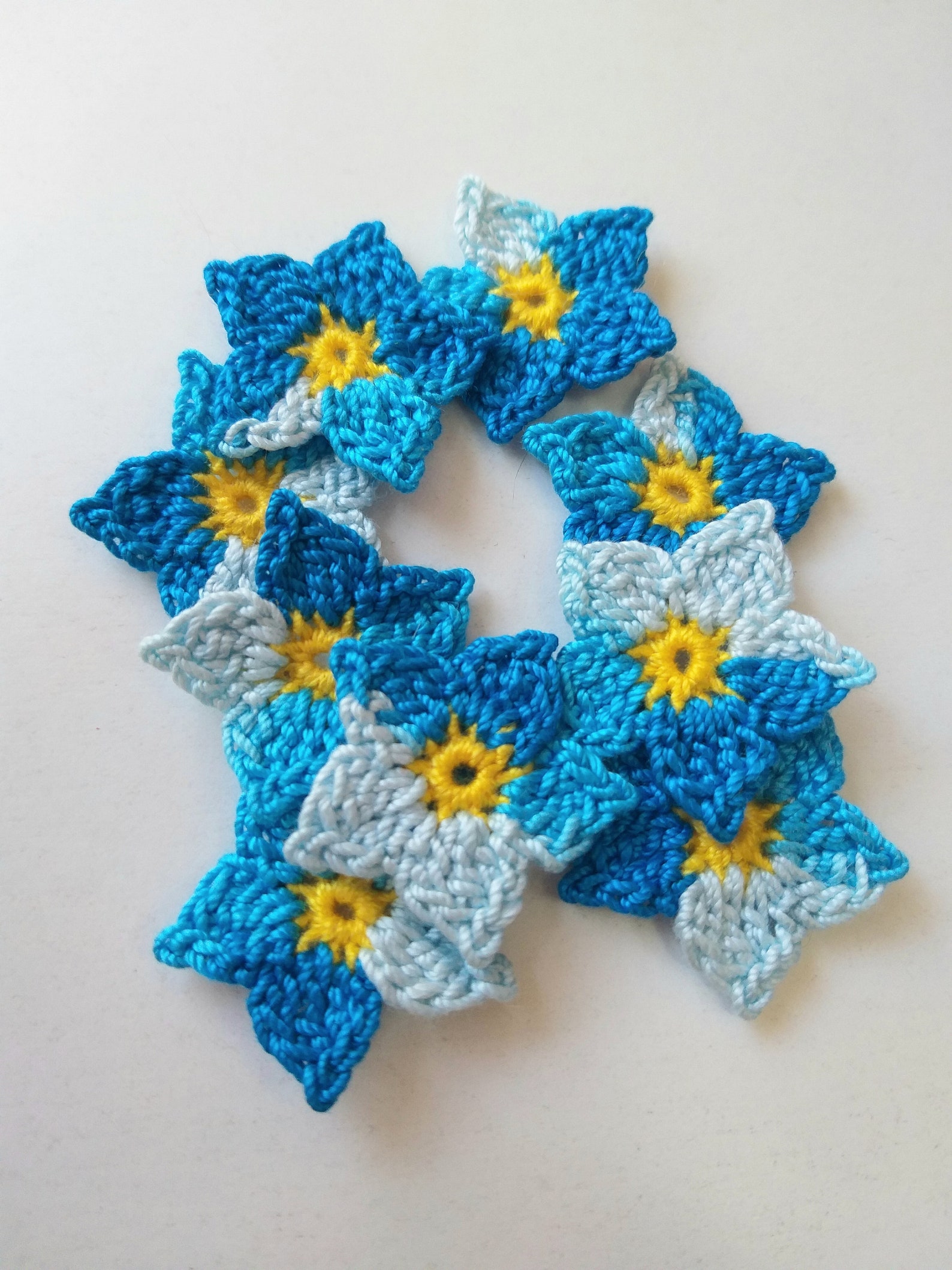 Forget Me Not Applique , 9 Crochet Forget Me Not Flowers , Cardmaking ...