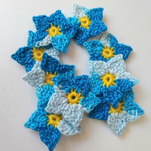 Forget Me Not Applique , 9 Crochet Forget Me Not Flowers , Cardmaking ...