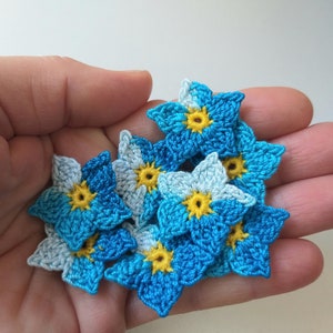 Forget Me Not Applique , 9 Crochet Forget Me Not Flowers , Cardmaking ...