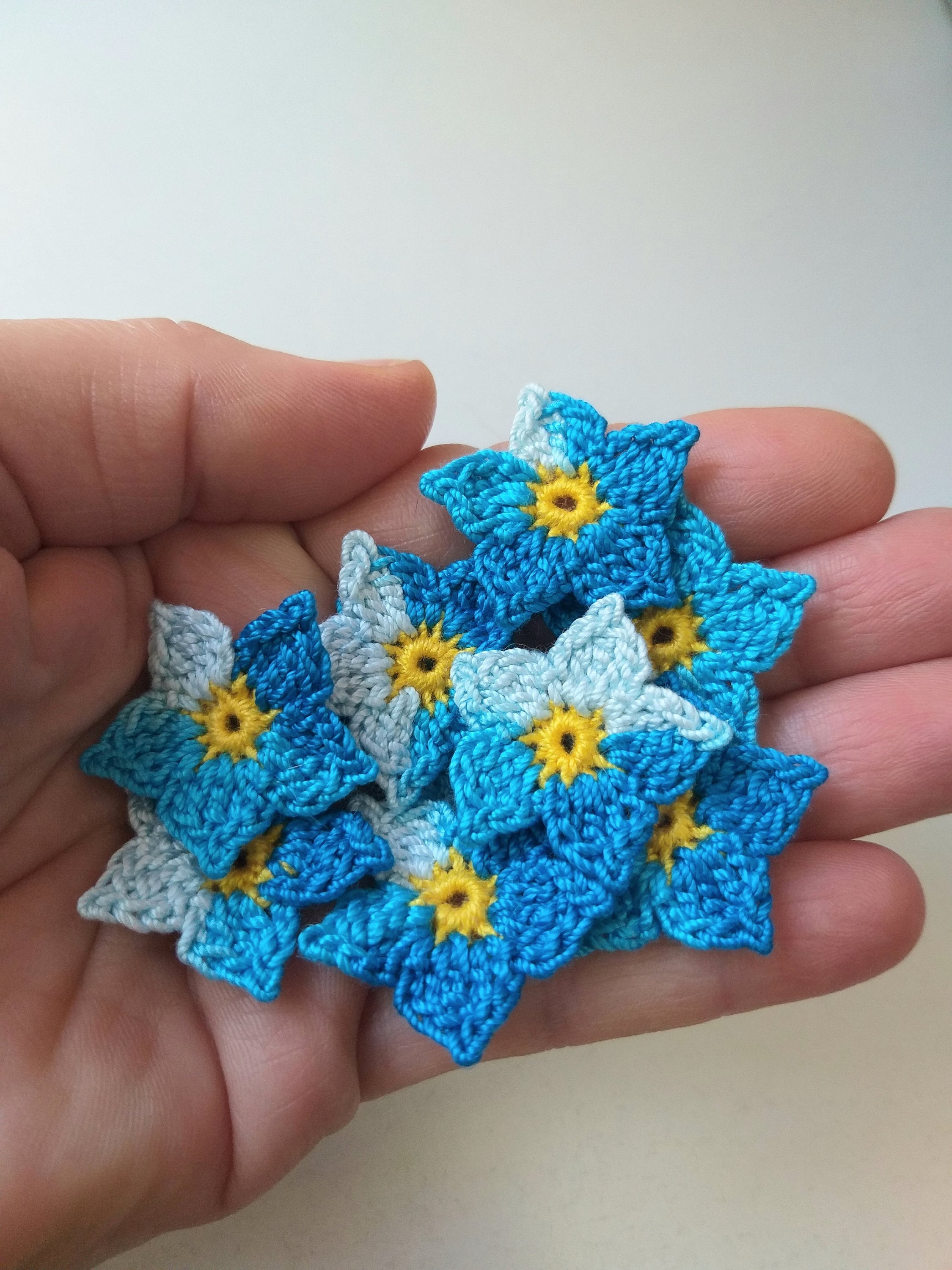 Forget Me Not Applique , 9 Crochet Forget Me Not Flowers , Cardmaking ...