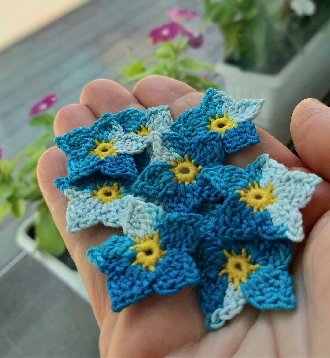 Forget Me Not Applique , 9 Crochet Forget Me Not Flowers , Cardmaking ...