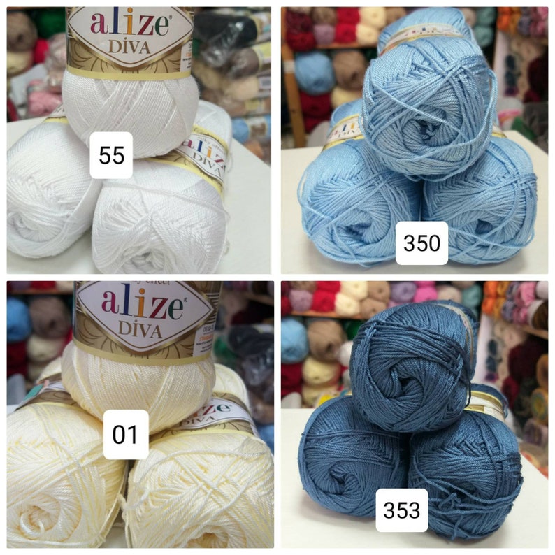 Alize Diva Silky Effect,microfiber Acrylic Yarn,summer Yarn,knitting Yarn,crochet Yarn,bikini ...