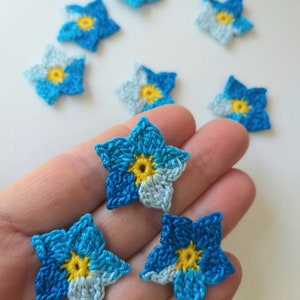 Forget Me Not Applique , 9 Crochet Forget Me Not Flowers , Cardmaking ...