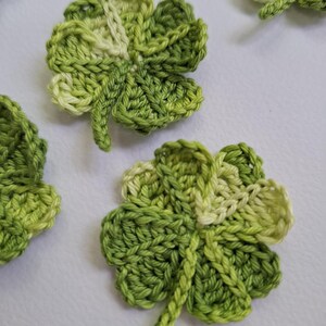 6 Hand Crochet Cotton Clovers ,4 Leaved Multicolor Green Clover ...